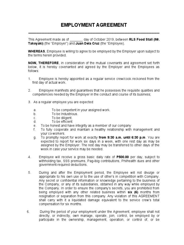 Employment-Contract-for-Service-Crew - Updated As of 06oct2019 | PDF ...