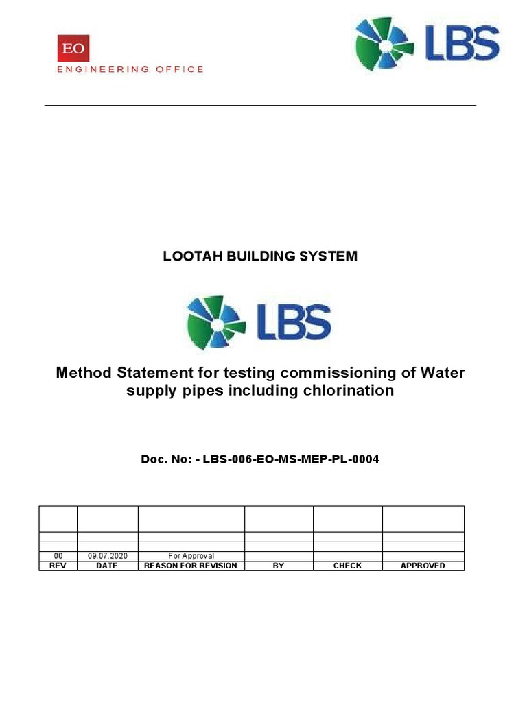 Method Statement For Testing and Commissioning of Water Supply Pipes ...