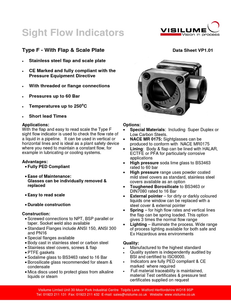 Visual Flow Indicator With Flap & Scale Plate PDF | PDF | Glasses | Steel