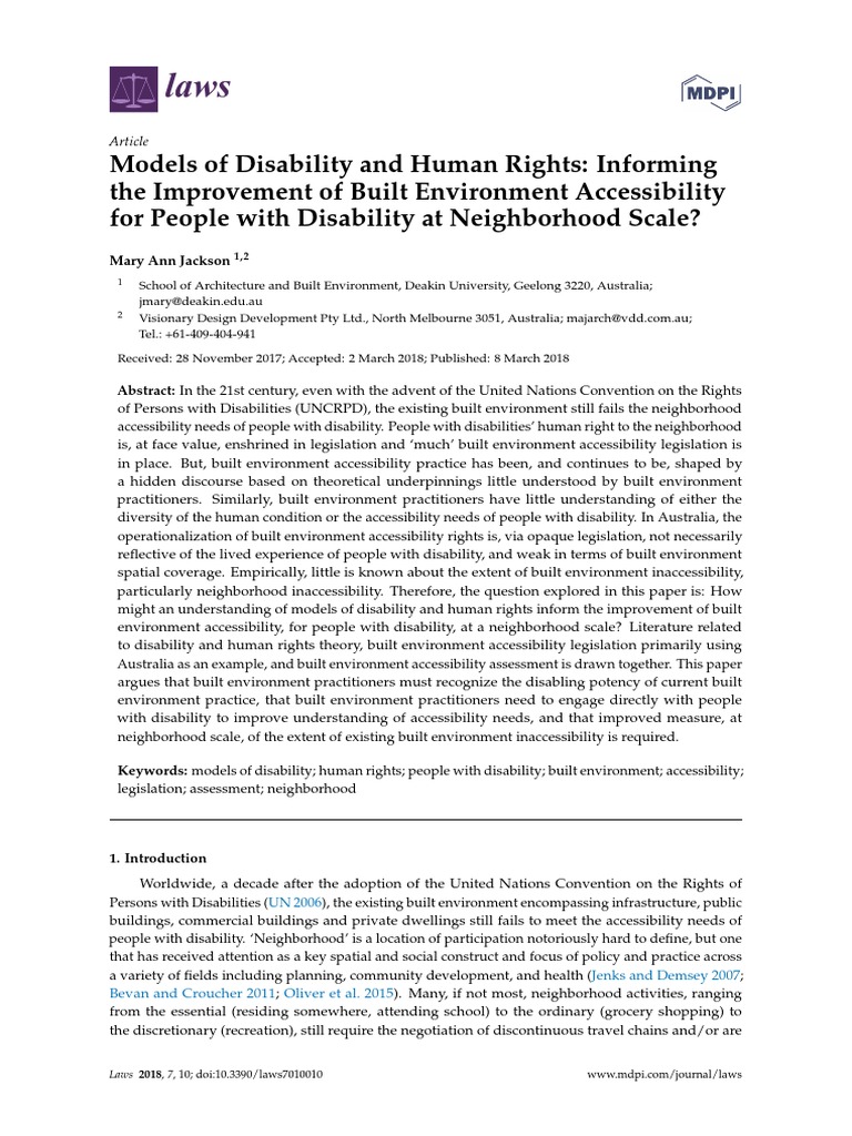 Models of Disability and Human Rights: Informing The Improvement of ...