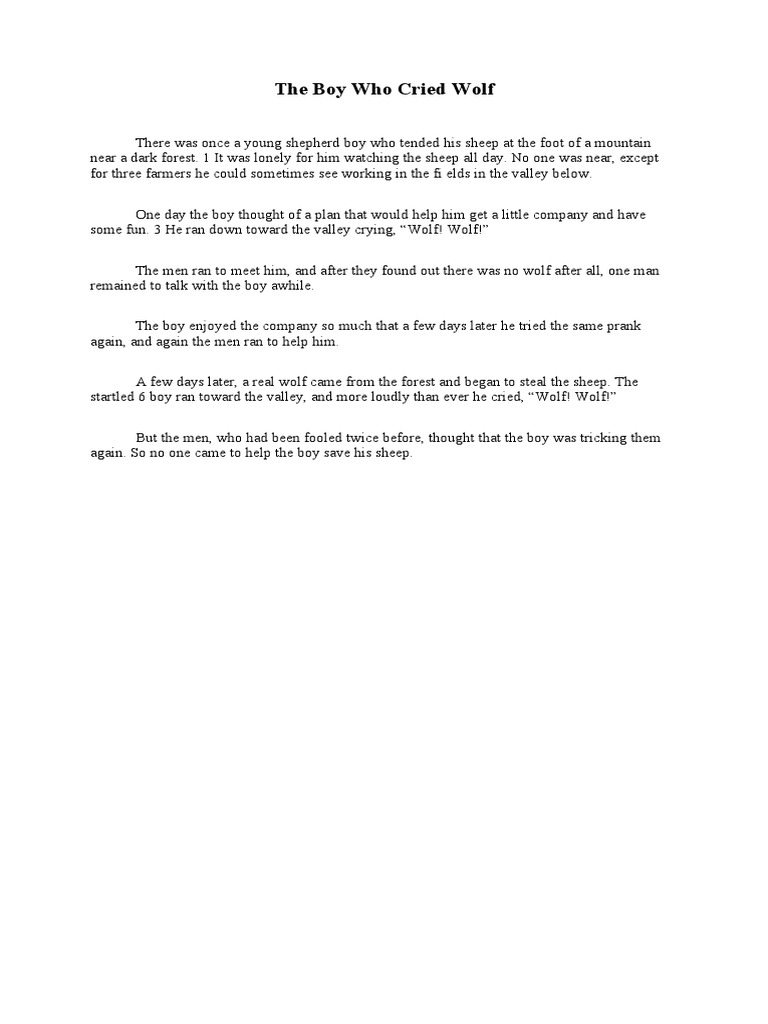 The Boy Who Cried Wolf | PDF