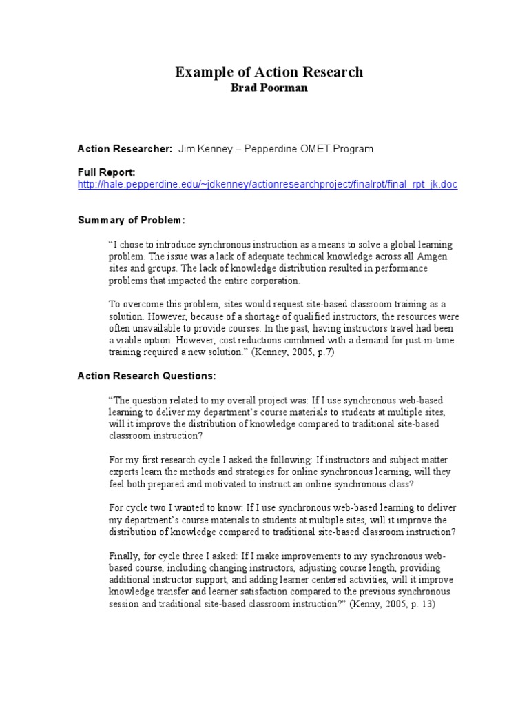 Example of Action Research | PDF | Educational Technology | Distance ...
