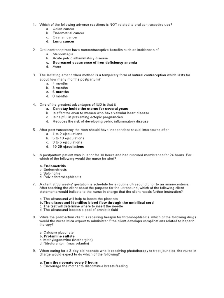 Pregnancy and Postpartum Nursing Quiz | PDF | Childbirth | Pregnancy