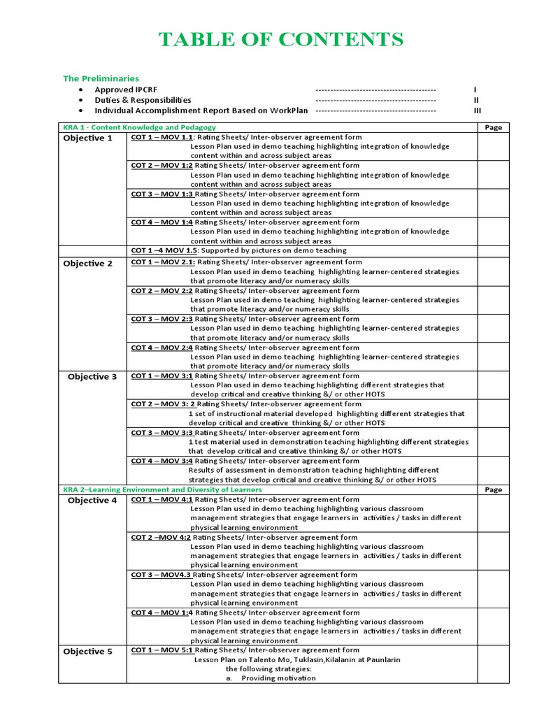 The Preliminaries: Objective 1 | PDF | Lesson Plan | Educational Assessment