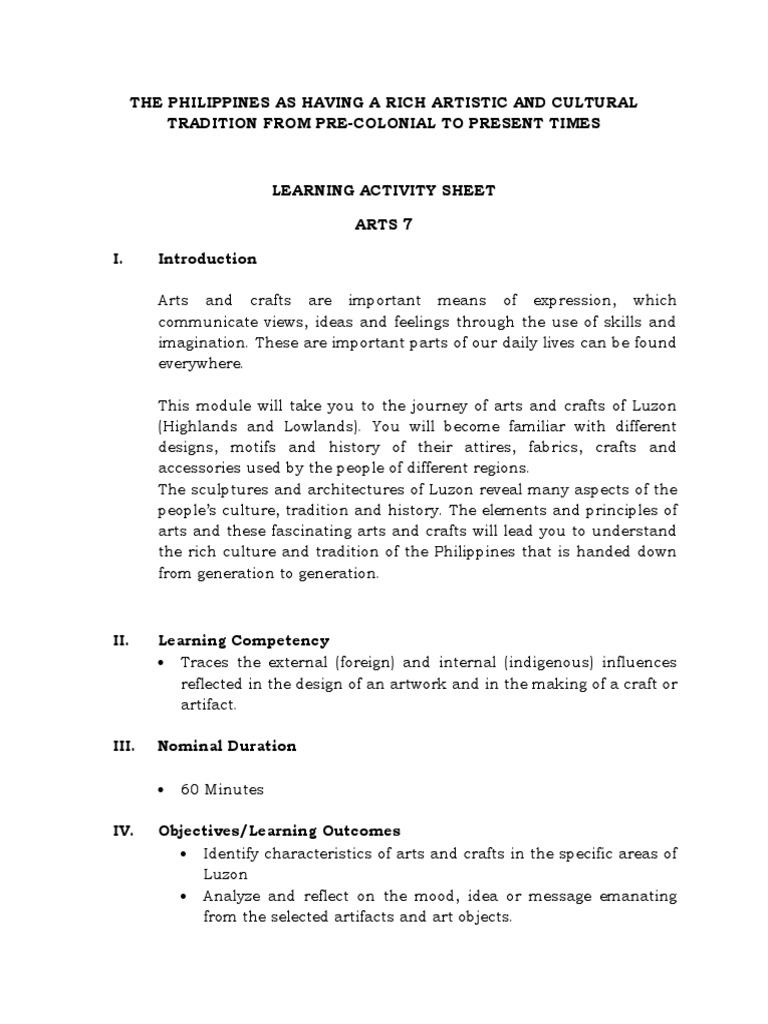 The Philippines As Having A Rich Artistic and Cultural Tradition From ...