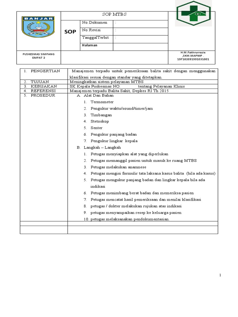 Sop MTBS | PDF | Sains & Matematika