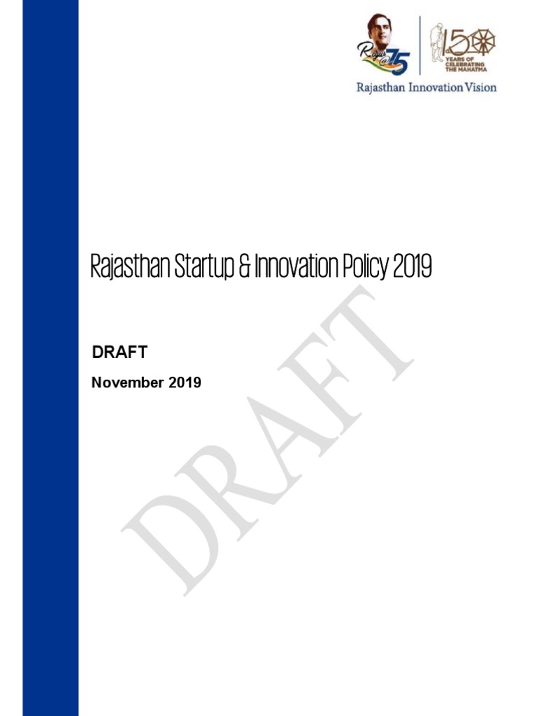 Rajasthan Startup & Innovation Policy 2019 (DRAFT) | PDF | Business ...