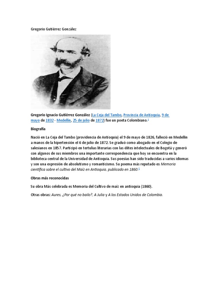 Gregorio Gutiérrez González | PDF | Historia