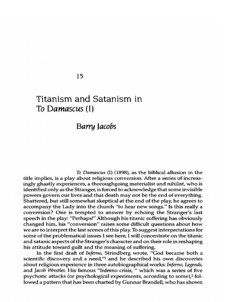 Barry Jacobs-Titanism and Satanism in To Damascus I | PDF | Guilt ...