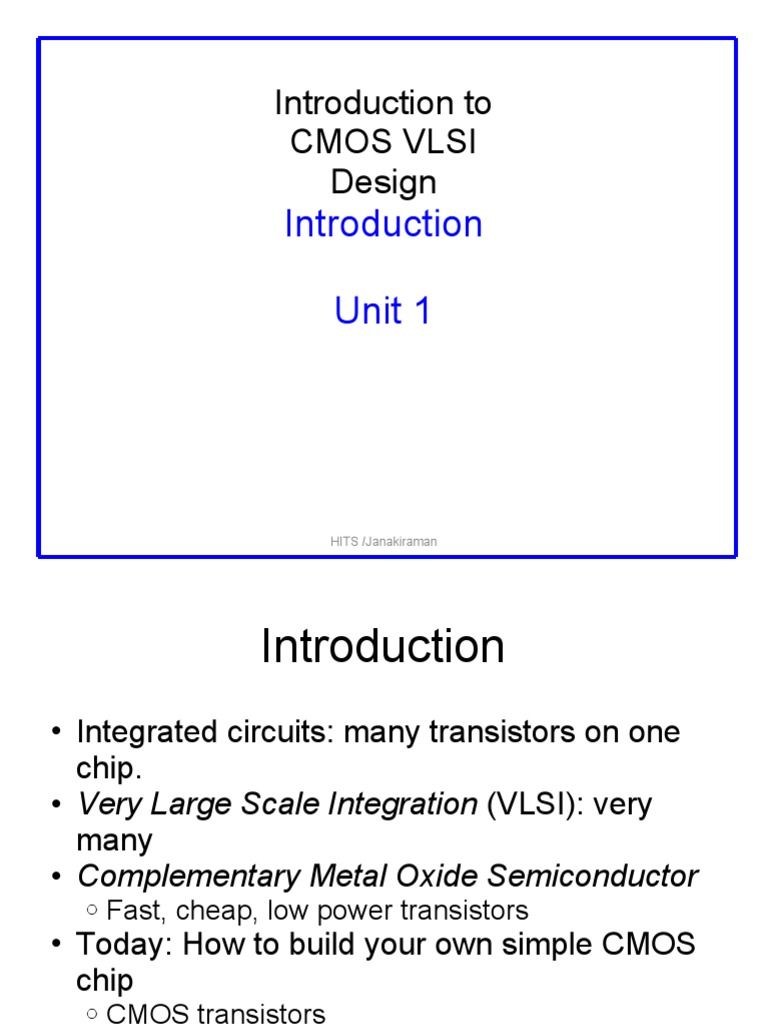 Introduction to CMOS VLSI Design | PDF | Field Effect Transistor | Mosfet