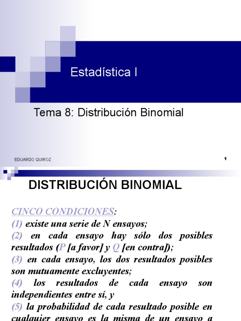 Tema 8 - Distribucion Binomial.1 | PDF | Probabilidad | Enseñanza de matemática