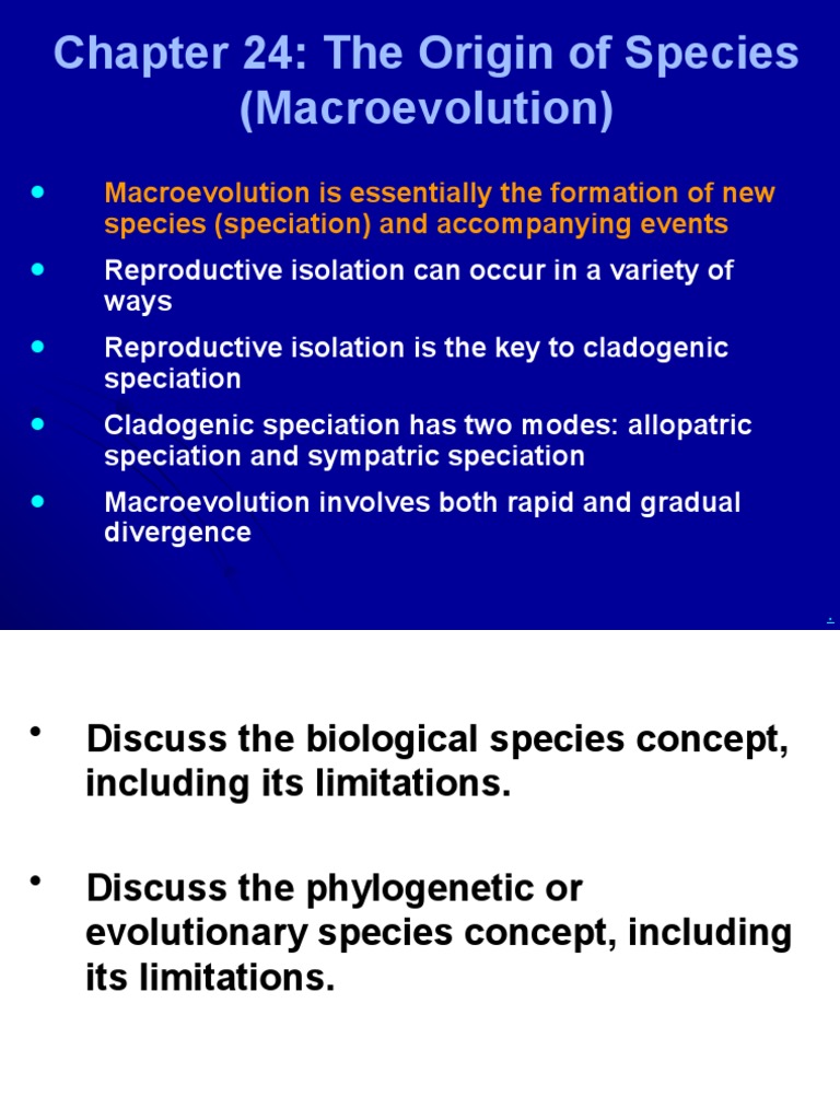 Chapter 24: The Origin of Species (Macroevolution) | Download Free PDF ...
