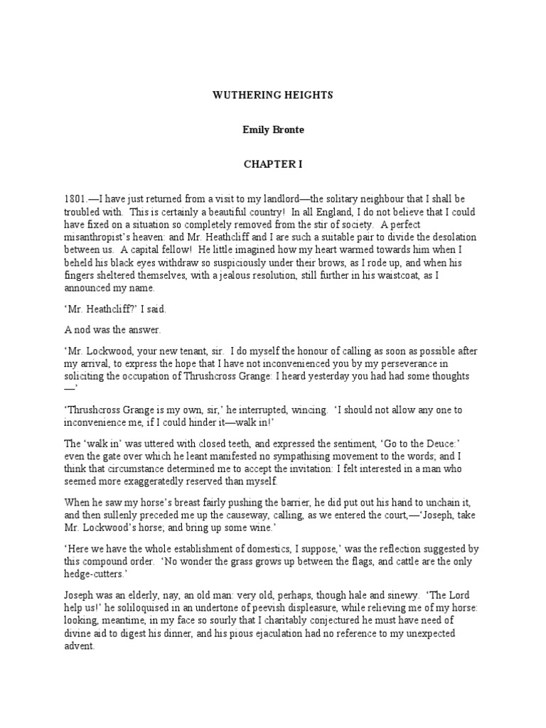 WUTHERING HEIGHTS-emily Bronte | PDF