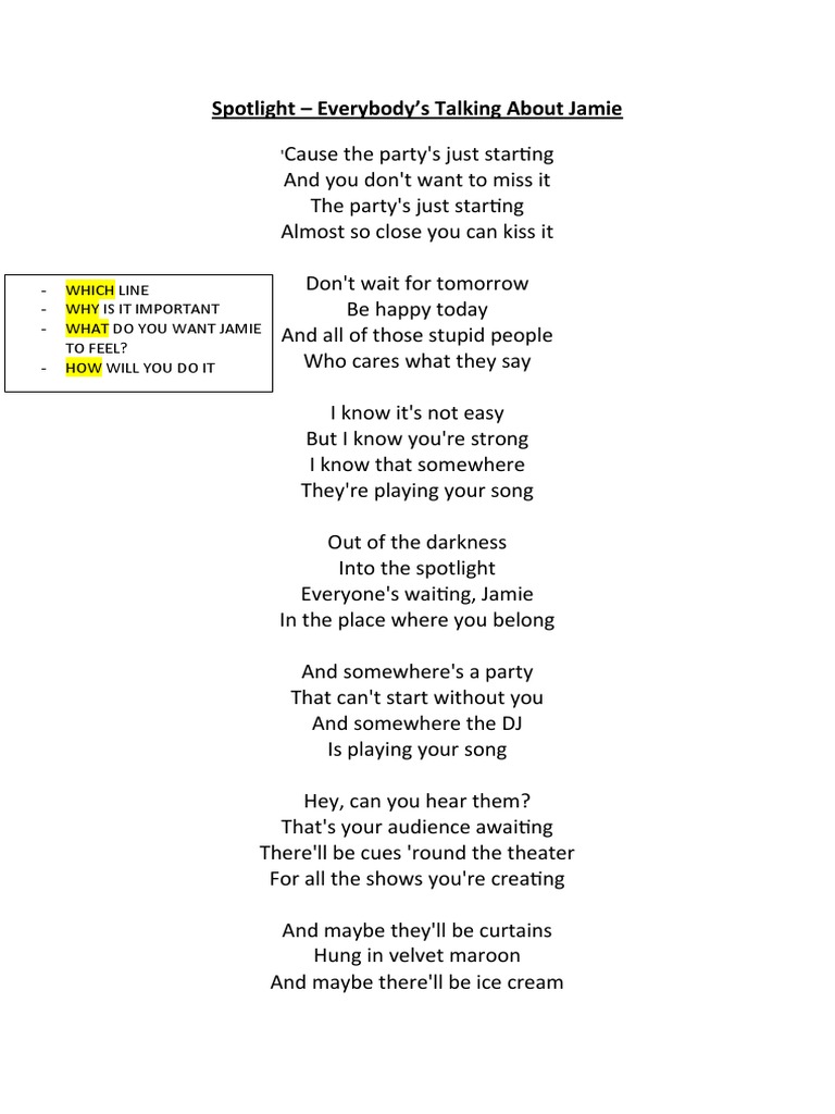 Spotlight - Everybody's Talking About Jamie | PDF