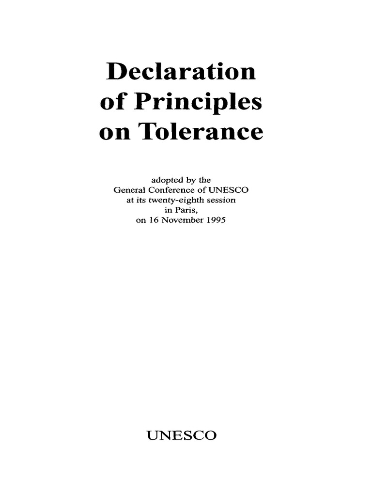 UNESCO Principles of Tolerance | PDF | Toleration | Discrimination