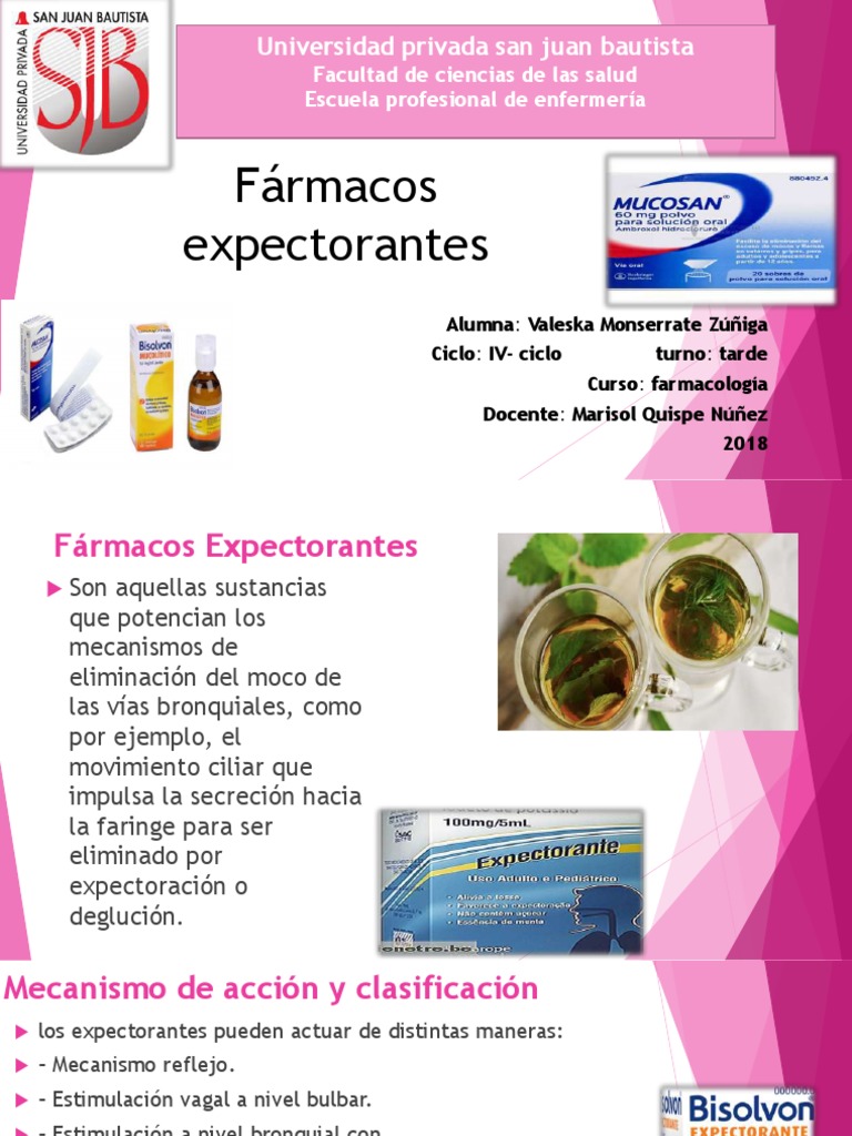 Guía de Fármacos Expectorantes | PDF | Tos | Medicina CLINICA