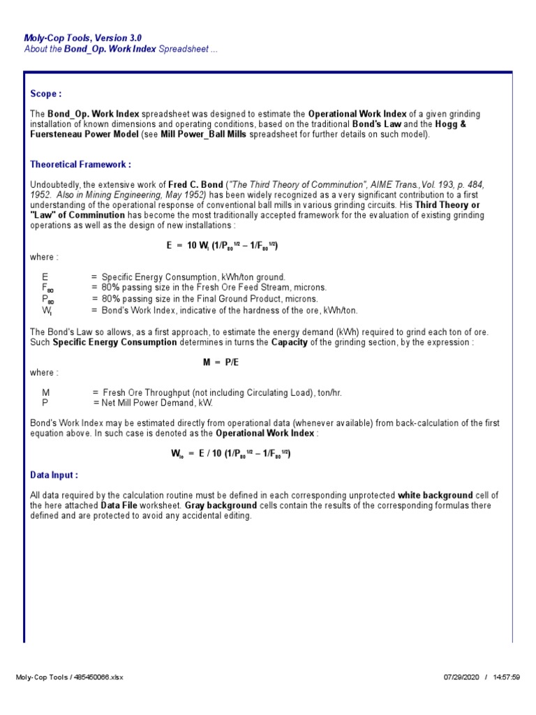 Bond - Op. Work Index (HGE SRL) | PDF | Mill (Grinding) | Physics