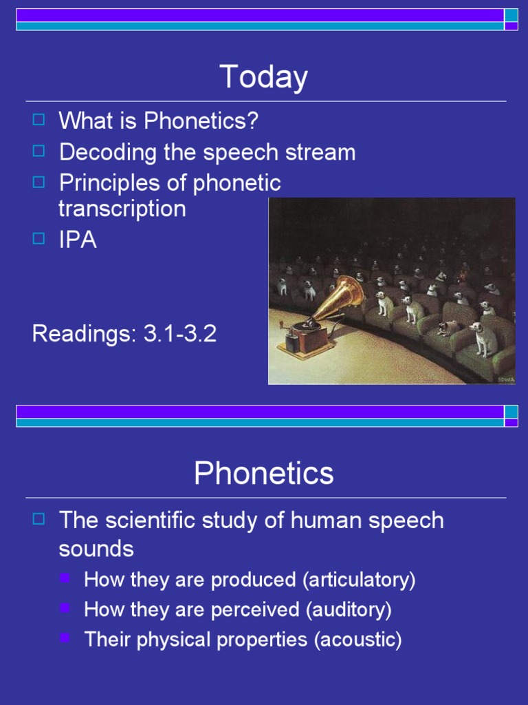 Today: What Is Phonetics? Decoding The Speech Stream Principles of ...