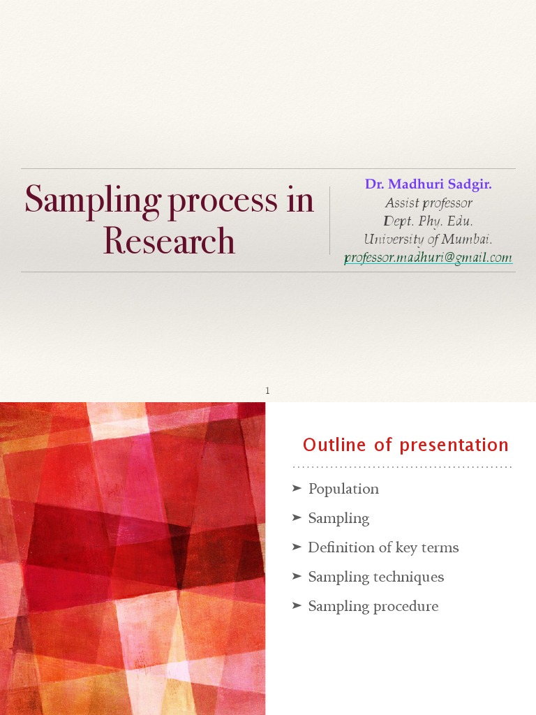 Sampling Process in Research: Dr. Madhuri Sadgir | PDF | Stratified ...
