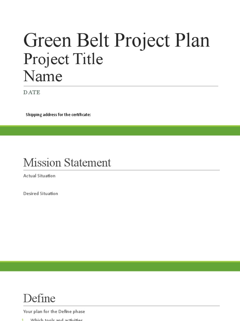 Green Belt Project Plan Overview | PDF | Computers