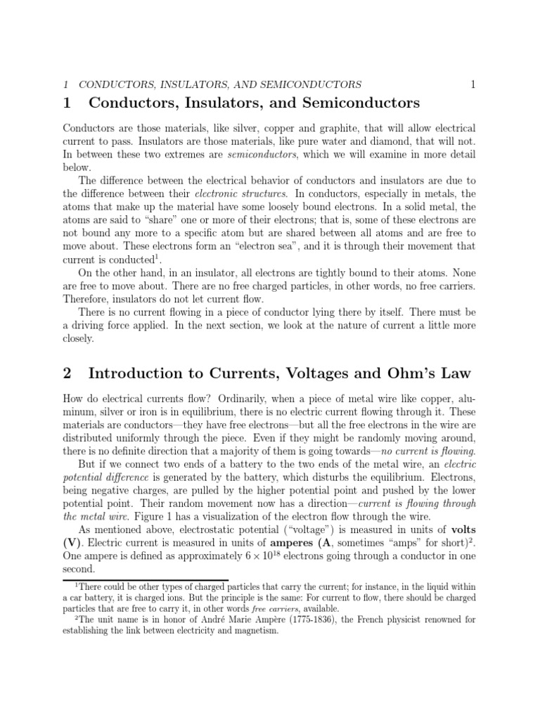 1 Conductors, Insulators, and Semiconductors | PDF | Electrical ...