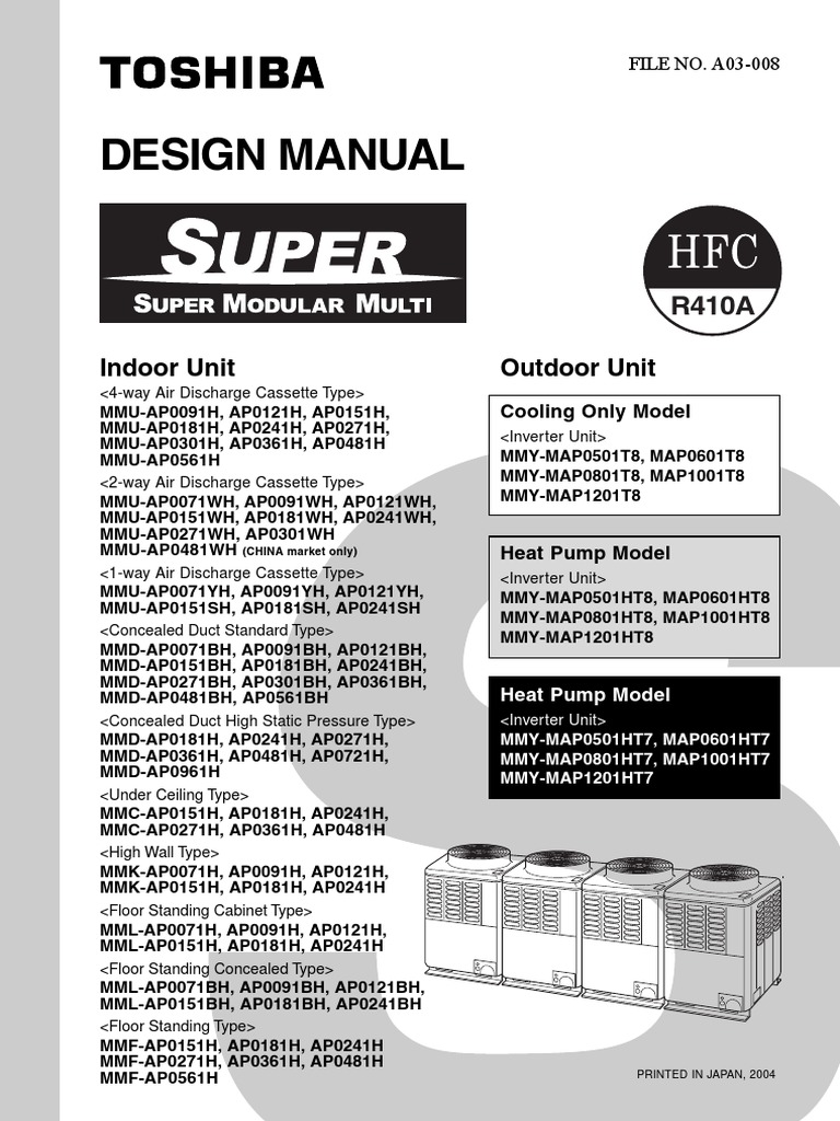 Toshiba Super MMS Design Manual | PDF | Air Conditioning | Heat Pump