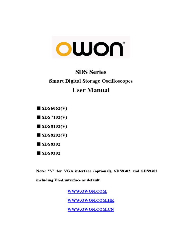SDS Series Oscilloscopes USER - MANUAL - V1.5.4 PDF | PDF | Alternating ...