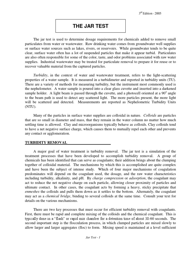 Jar Test | PDF | Environmental Engineering | Environmental Issues With ...