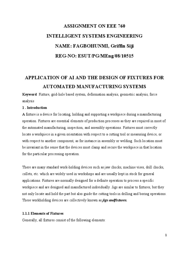 Design of Fixtures For Automated Manufacturing Systems | PDF ...
