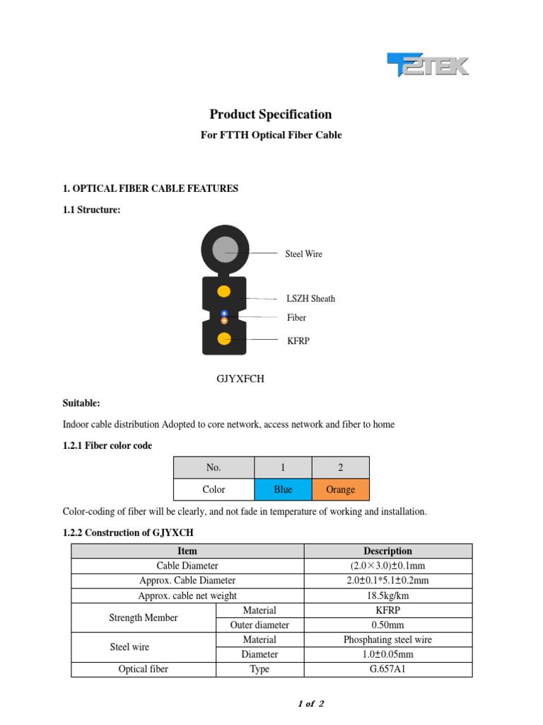 T2tek - Spec For Gjyxfch-2f | PDF | Optical Fiber | Applied And ...