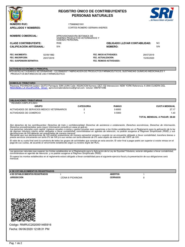 Certificado - RUC PDF 1759689621001 | PDF | Contabilidad | Economias