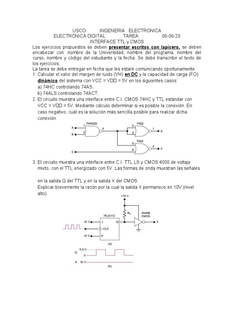 Ejercicio Interface TTL - CMOS | PDF
