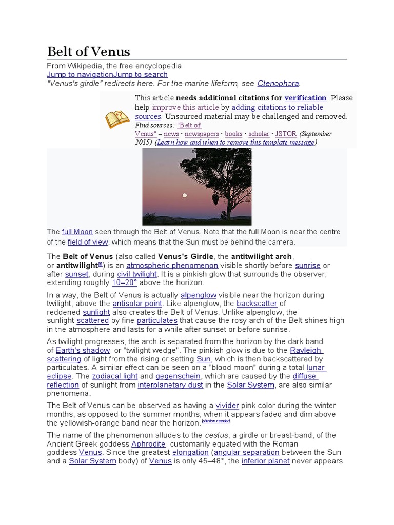 Belt of Venus: "Venus's Girdle" Redirects Here. For The Marine Lifeform ...