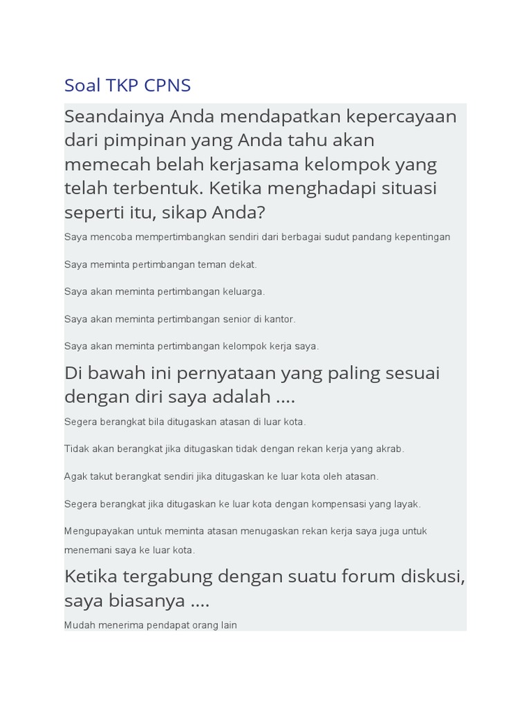 Soal TKP CPNS | PDF