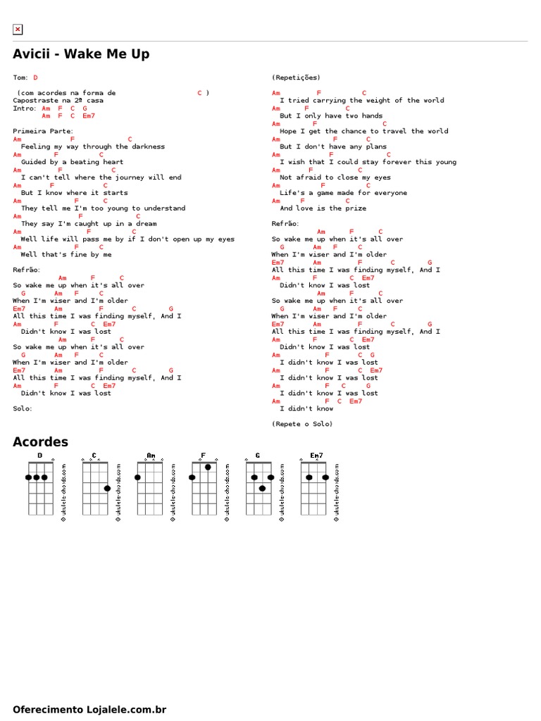 Avicii - Wake Me Up (Uke Cifras) | PDF