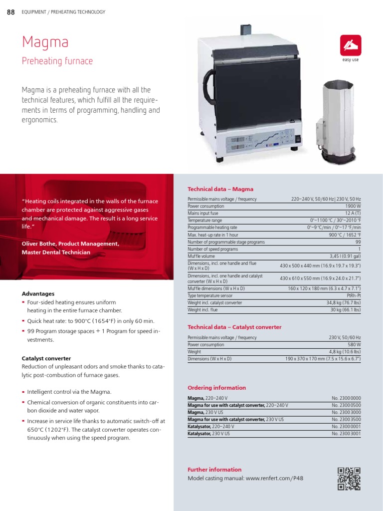 Renfert Magma Pre-Heating Furnace | PDF | Mains Electricity ...