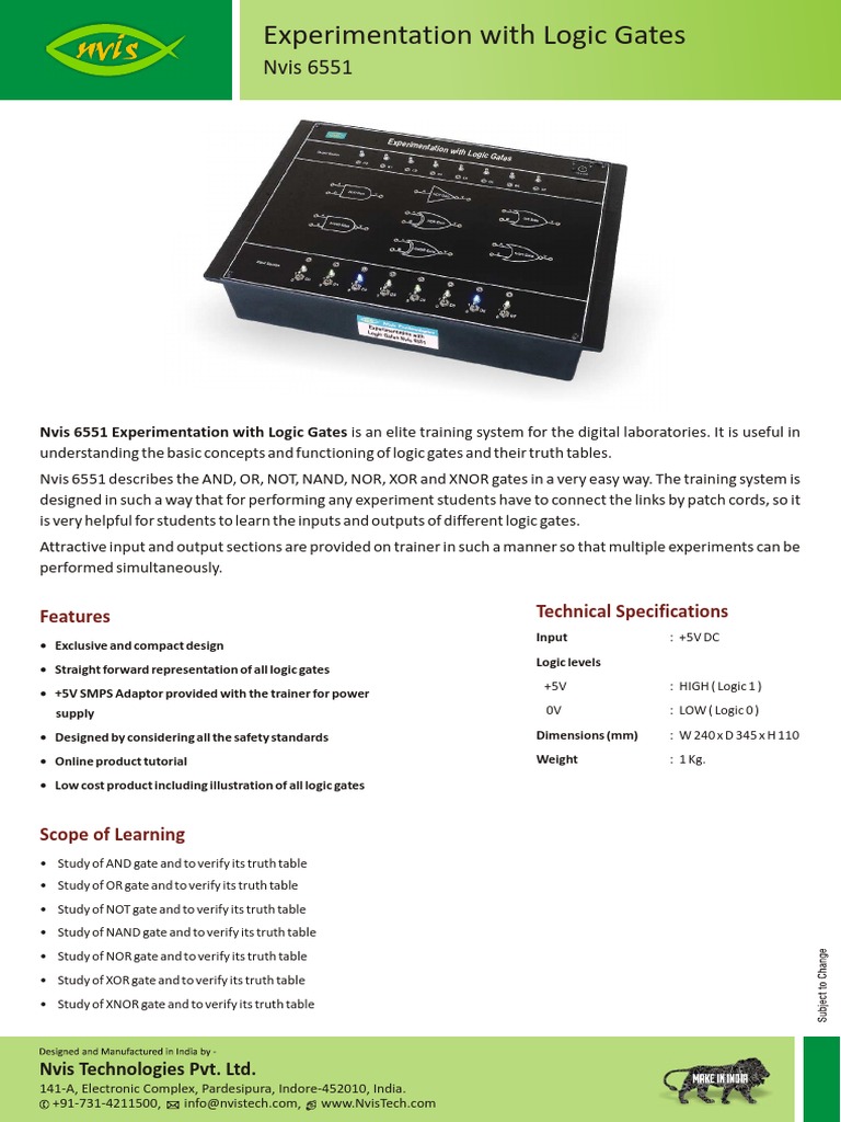 Nvis 6551 Experimentation With Logic Gates | PDF | Logic Gate ...