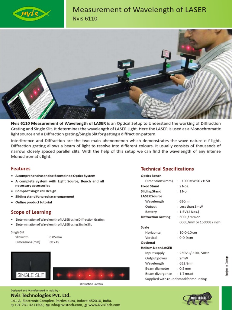 Laser Wavelength Measurement Setup | PDF | Diffraction | Wavelength