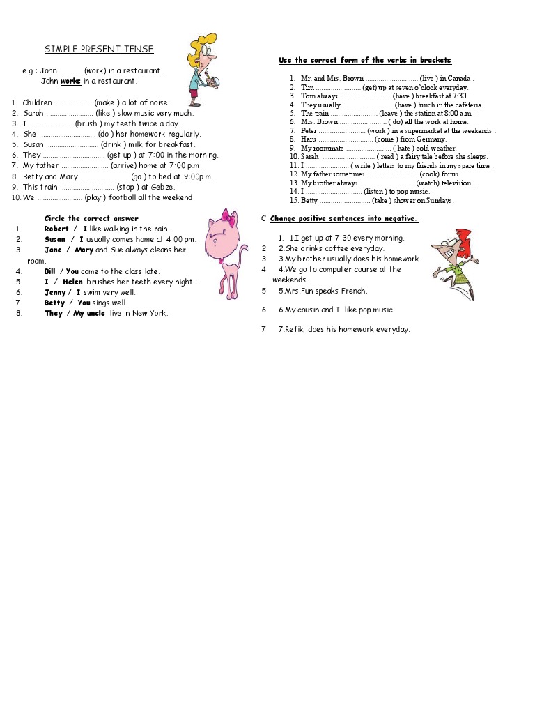 Simple Present Tense Exercises | PDF | Linguistics | Grammar