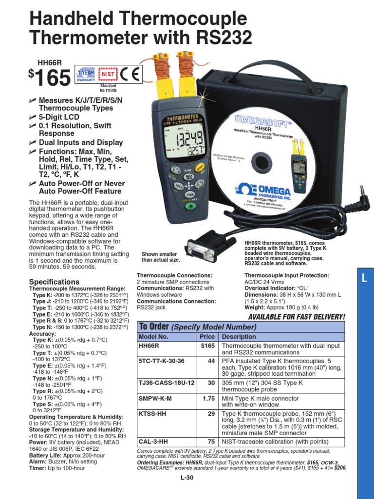 Handheld Thermocouple Thermometer With RS232 | PDF | Flow Measurement ...
