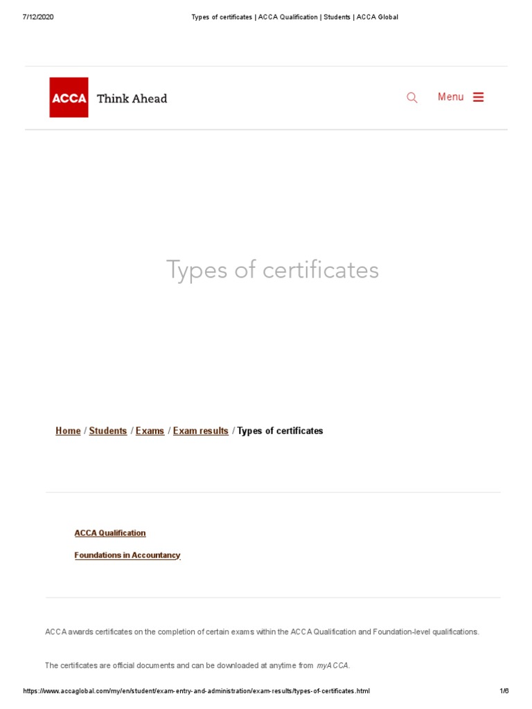 Types of ACCA Qualification Certificates | PDF | Accounting | Business