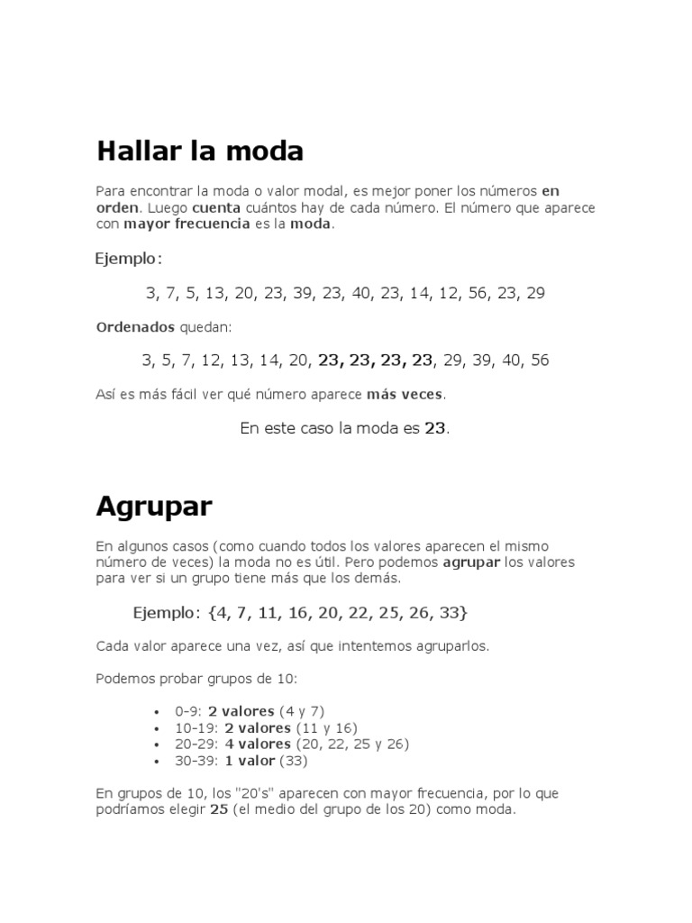 Hallar La Moda Grado 6 Listo | PDF