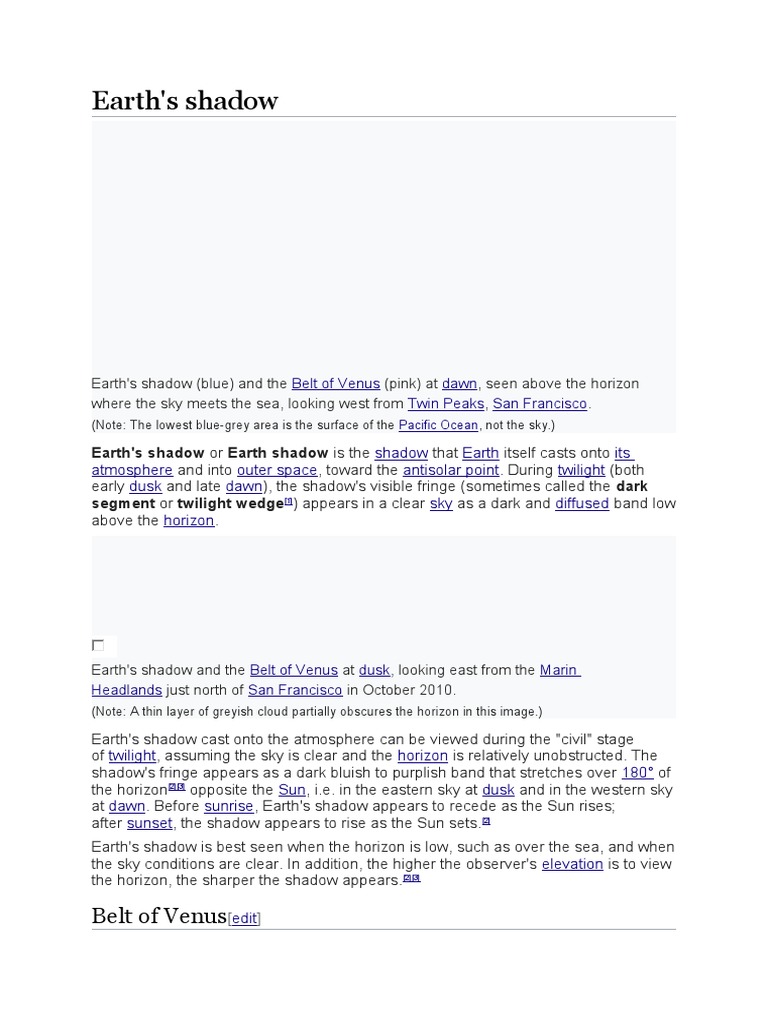 Earth's Shadow: Belt of Venus | PDF | Sky | Planets Of The Solar System