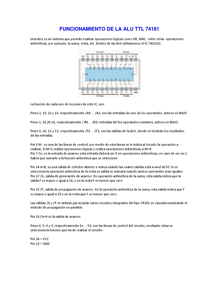 Alu 74181 | PDF | Arquitectura de Computadores | Aritmética