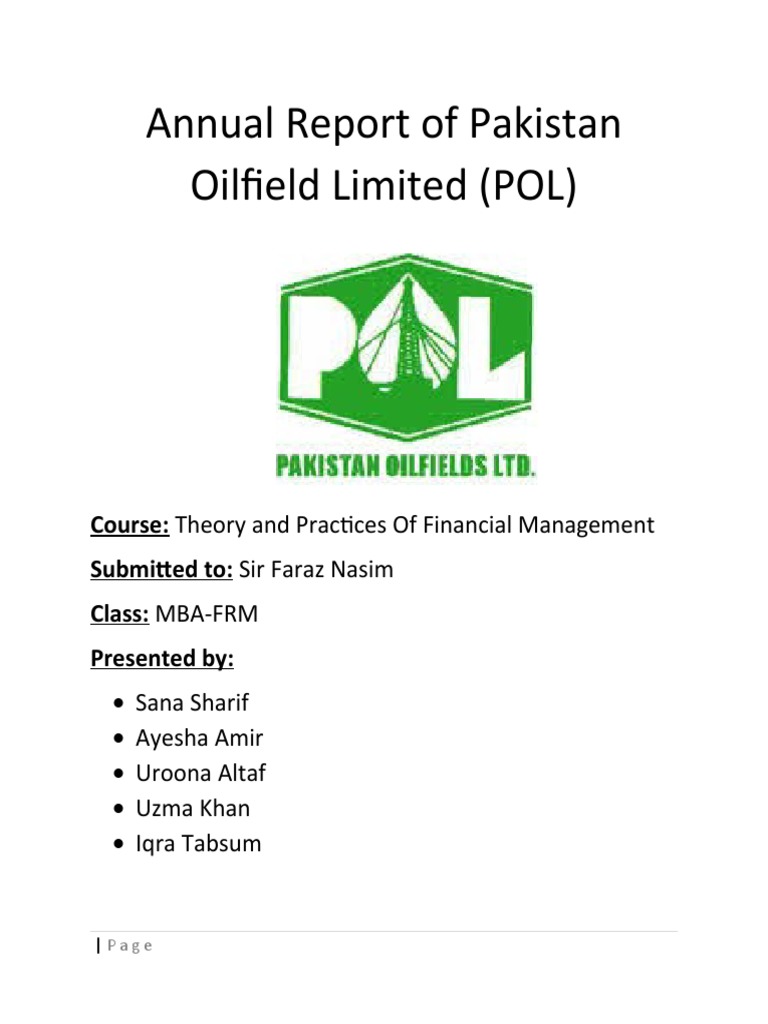 Annual Report of Pakistan Oilfield Limited (POL) | PDF | Market ...
