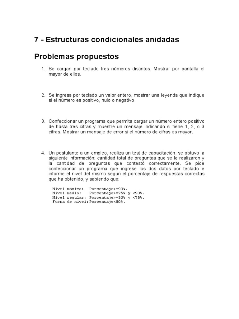 7 - Estructuras Condicionales Anidadas | PDF | Negocios | Informática
