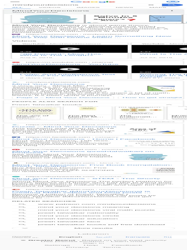 Mindyourdecisions - Google Search | PDF | You Tube | Mind
