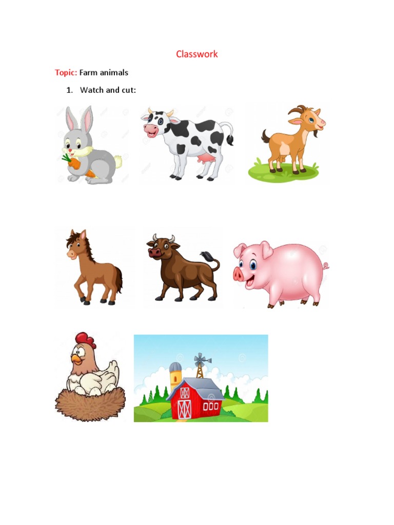 Farm Animals Classwork Activities | PDF