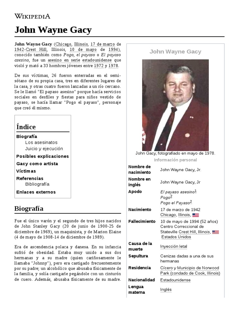 John Wayne Gacy Pdf Thriller Y Crimen Violencia