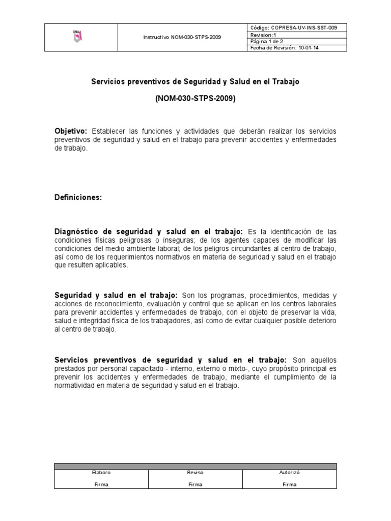 Instructivo NOM-030-STPS-2009 | PDF | Business | Salud y bienestar